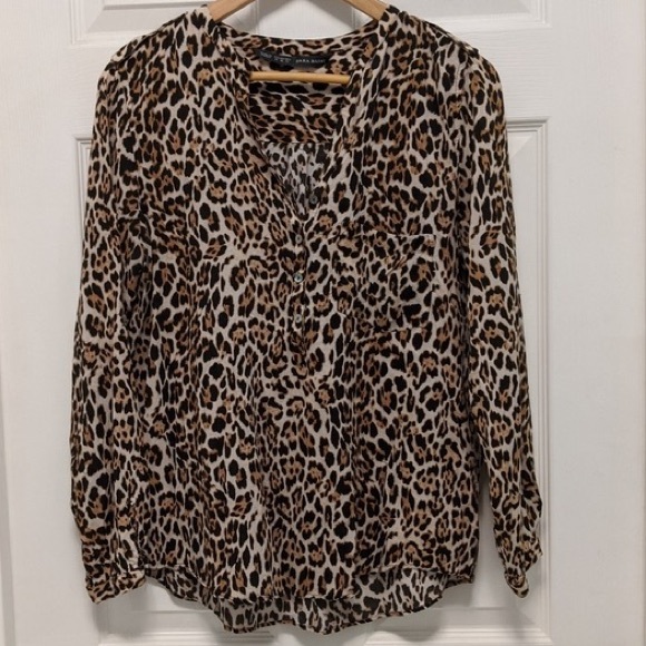 Zara | Tops | Zara Basic Leopard Print Button Down Shirt | Poshmark
